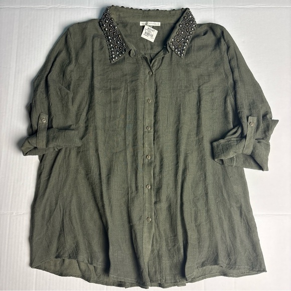 Maria Gabrielle | Tops | Maria Gabrielle Womens 3x Shirt Army Green ...